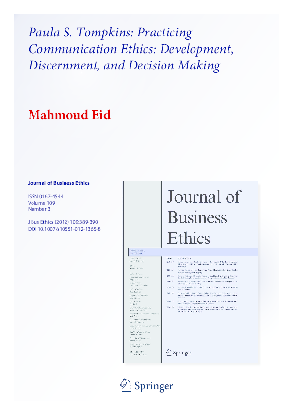 (PDF) Practicing Communication Ethics: Development, Discernment, and ...