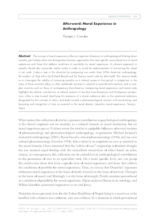 (PDF) Moral Experience