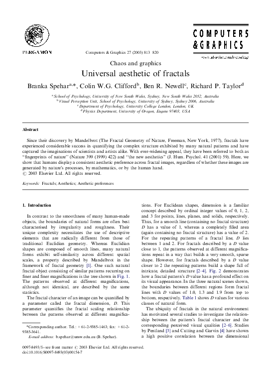 (PDF) Universal aesthetic of fractals