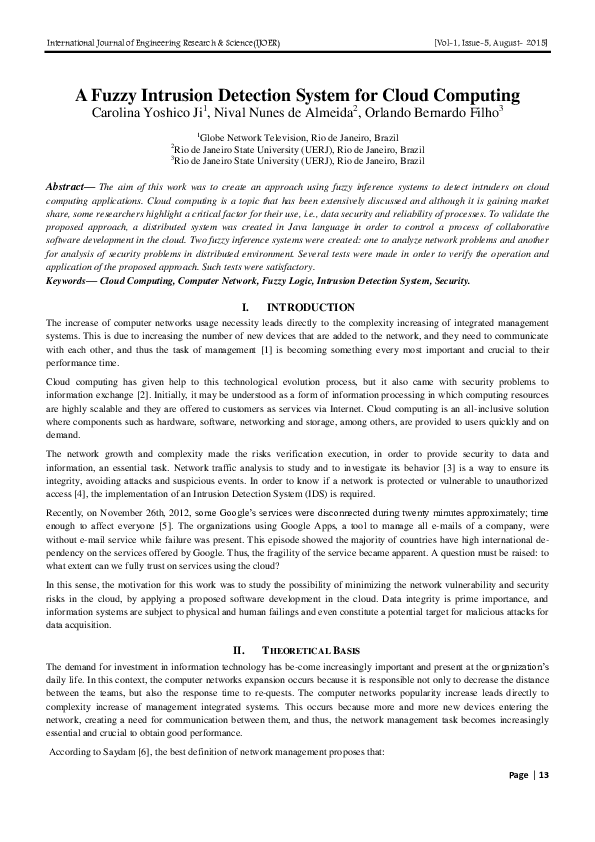 A Fuzzy Intrusion Detection System For Cloud Computing