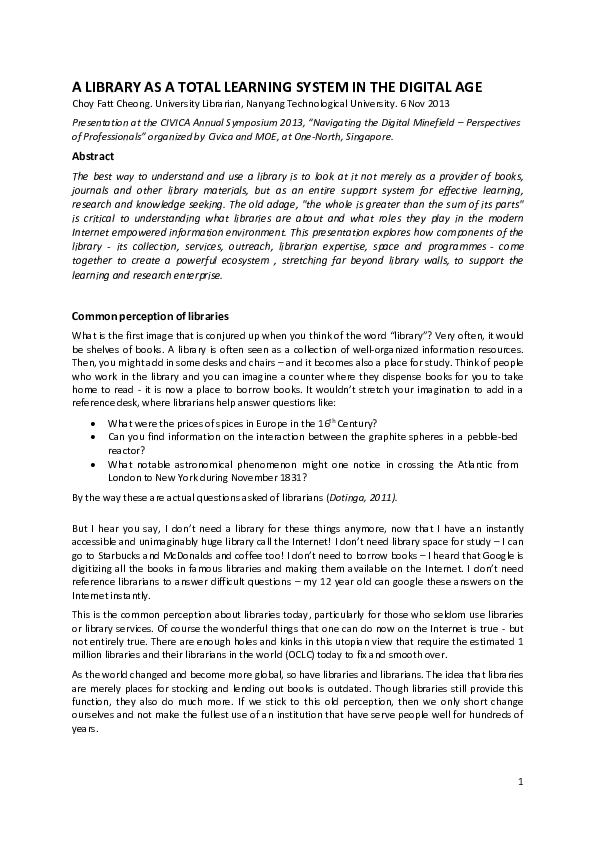 (PDF) School Library to Learning Commons: Planning the journey ...