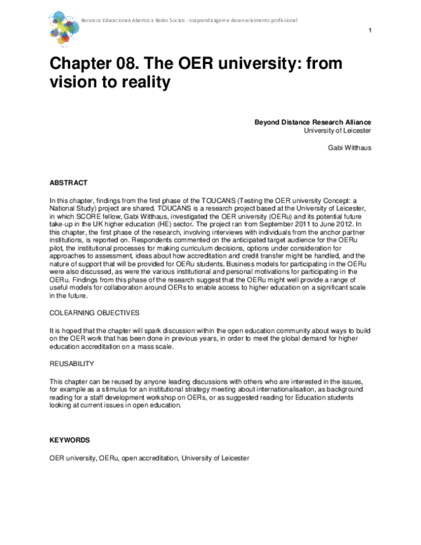 (PDF) The OER university: from vision to reality