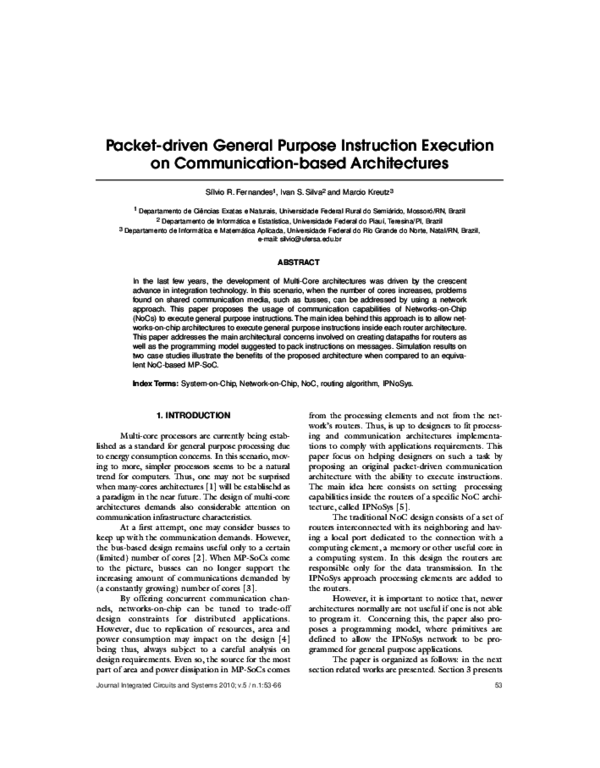 (PDF) Packet-driven General Purpose Instruction Execution on Communication-based Architectures