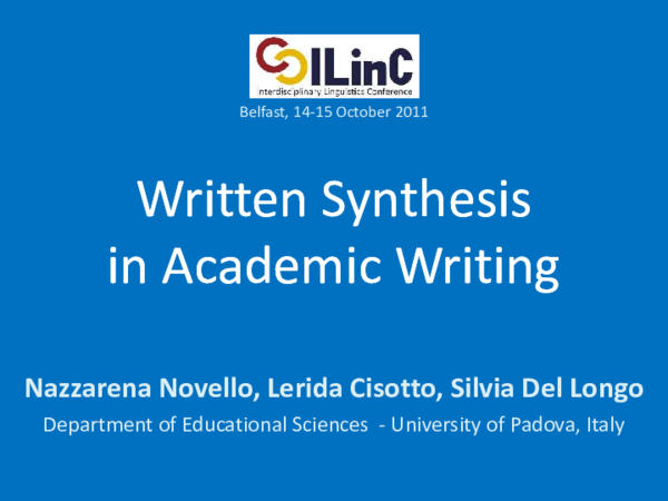 (PDF) Written Synthesis in Academic Writing