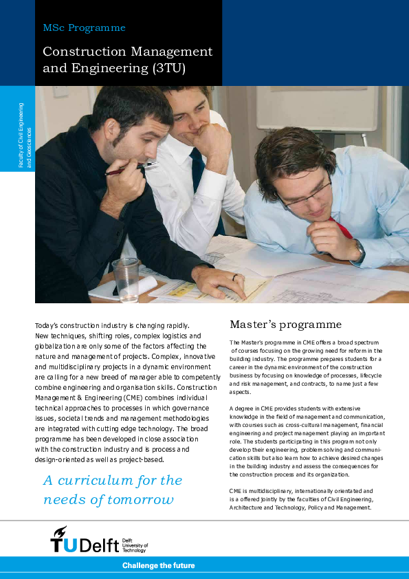 (PDF) MSc Programme Construction Management and Engineering (3TU