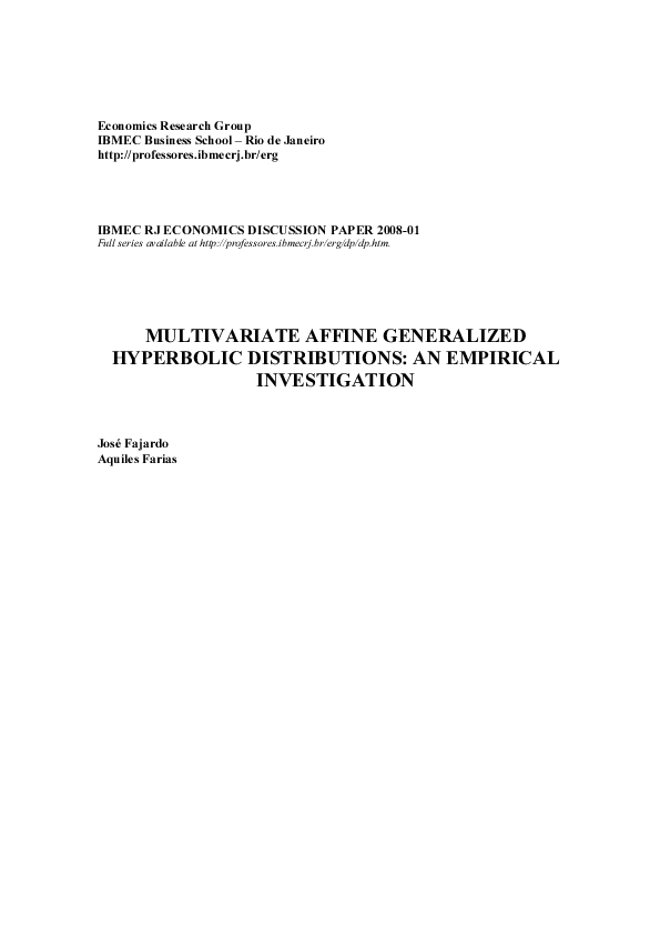 (PDF) Multivariate Affine Generalized Hyperbolic Distributions: An Empirical Investigation