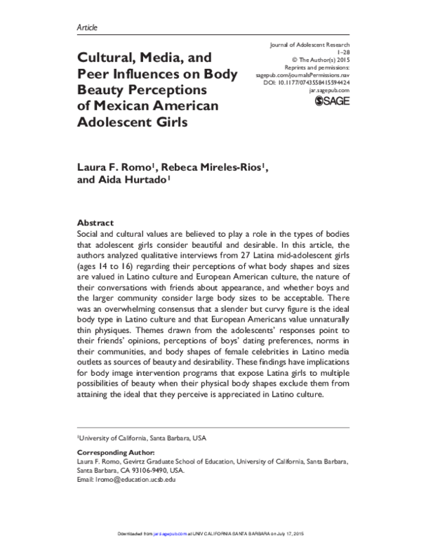 (PDF) Cultural, Media, and Peer Influences on Body Beauty Perceptions ...