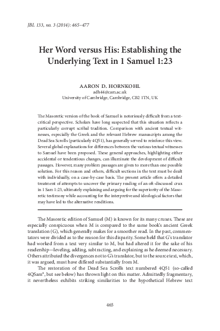 (PDF) [Proofs] Her Word versus His: Establishing the Underlying Text in ...