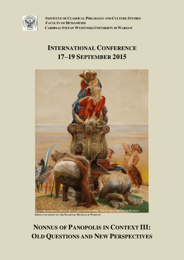 (PDF) Nonnus of Panopolis in Context III: Old Questions and New ...