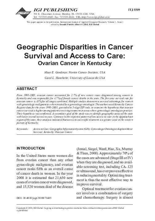 (PDF) Geographic Disparities in Cancer Survival and Access to Care ...