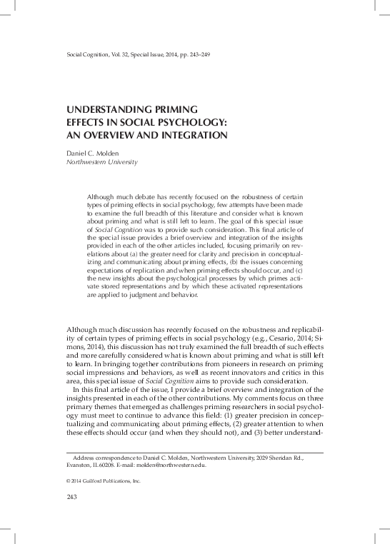 (PDF) Understanding Priming Effects in Social Psychology: An Overview ...