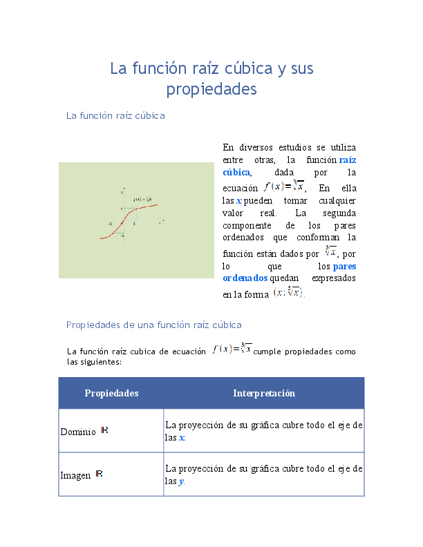 Doc La Función Raíz Cúbica Y Sus Propiedades