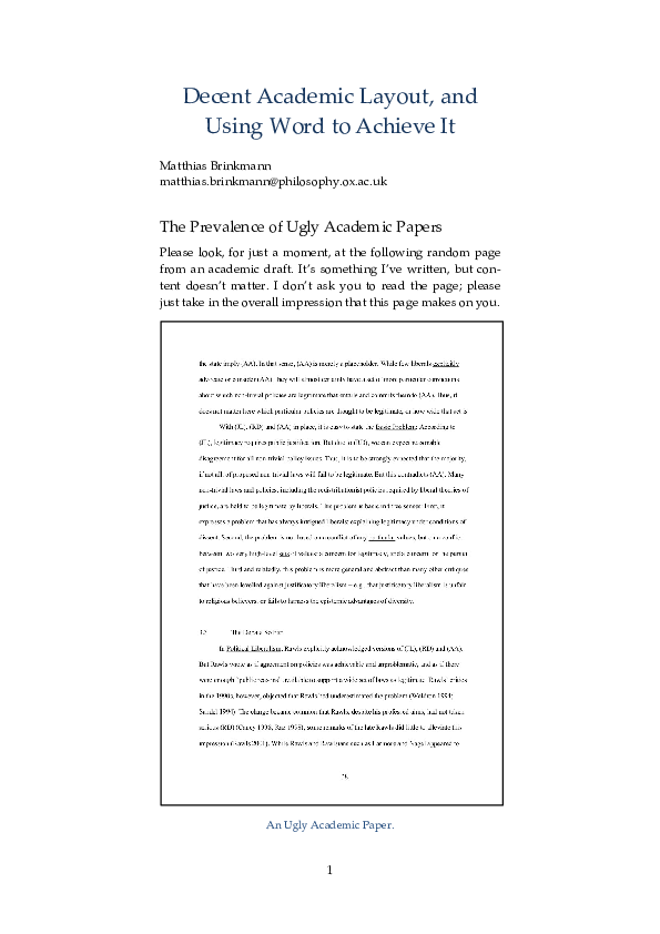 (PDF) Decent Academic Layout, and Using Word to Achieve It