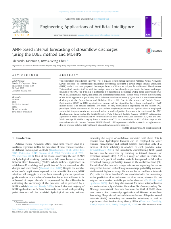 (PDF) ANN-based interval forecasting of streamflow discharges using the LUBE method and MOFIPS