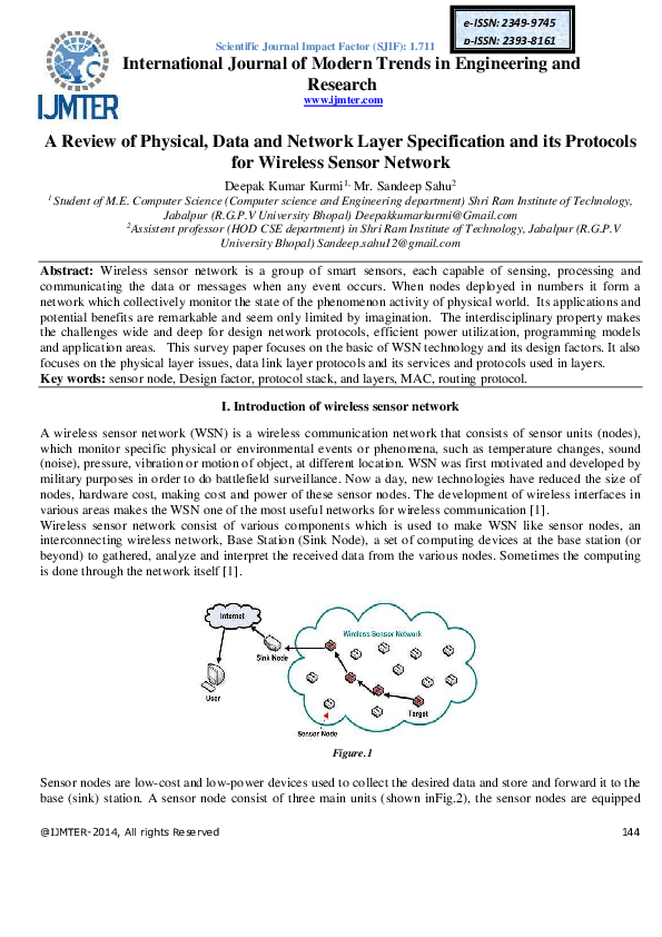 (PDF) A Review of Physical, Data and Network Layer Specification and its Protocols for Wireless ...