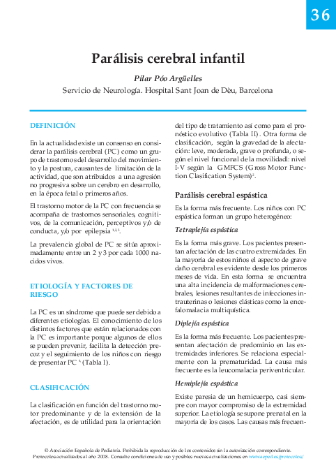 (PDF) Parálisis cerebral espástica