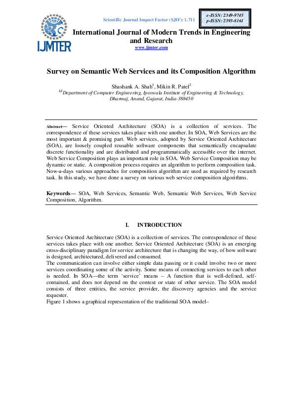 Pdf Survey On Semantic Web Services And Its Composition Algorithm