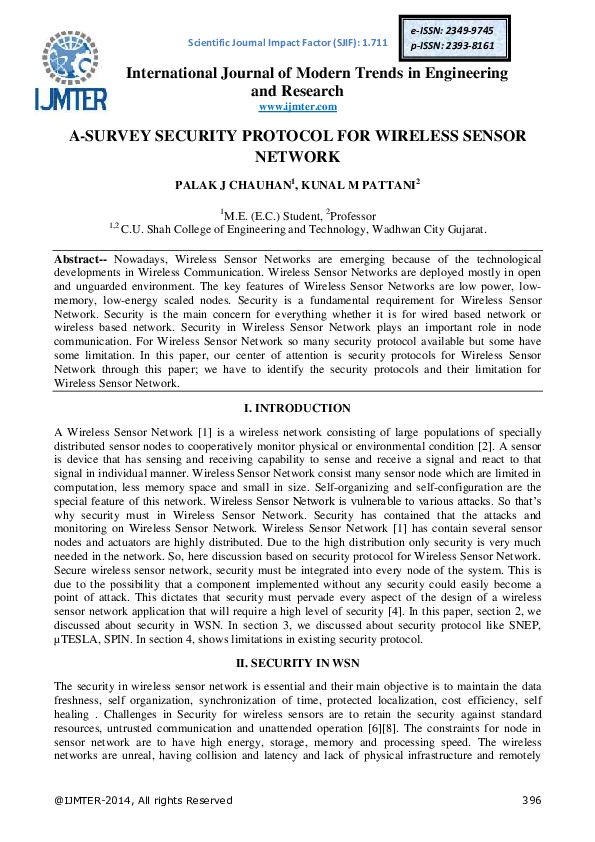 (PDF) A-SURVEY SECURITY PROTOCOL FOR WIRELESS SENSOR NETWORK