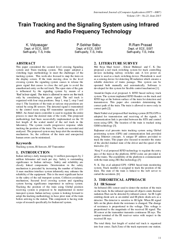 (PDF) Train Tracking and the Signaling System using Infrared and Radio ...