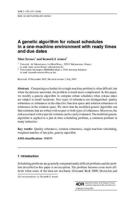 (PDF) A genetic algorithm for robust schedules in a just-in-time ...