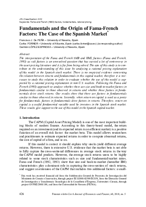 (PDF) Fundamentals and the Origin of Fama-French Factors: The Case of ...