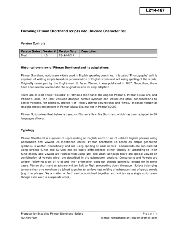 (PDF) Encoding Pitman Shorthand scripts into Unicode Character Set ...