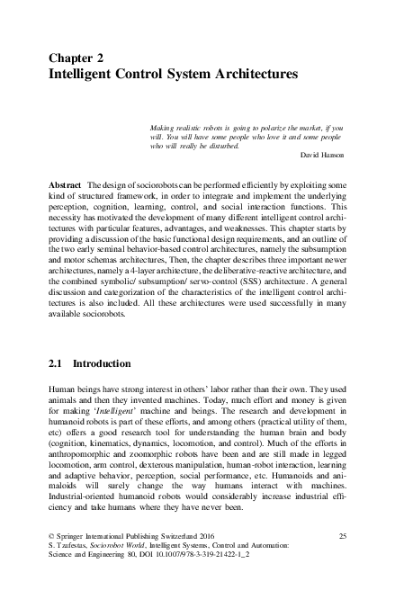 (PDF) Intelligent Control System Architectures