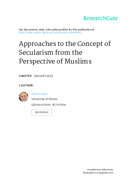 (PDF) Approaches to the Concept of Secularism from the Perspective of ...