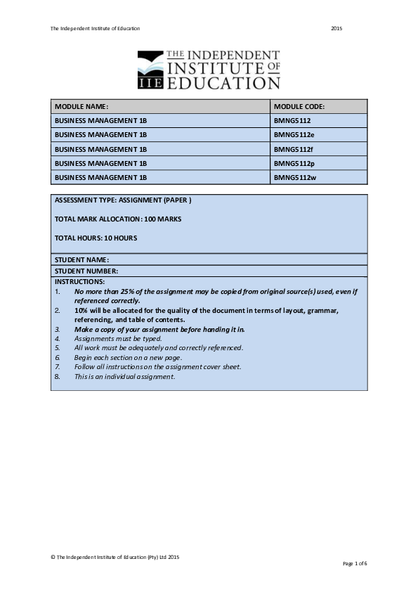 (PDF) Introduction to Business management