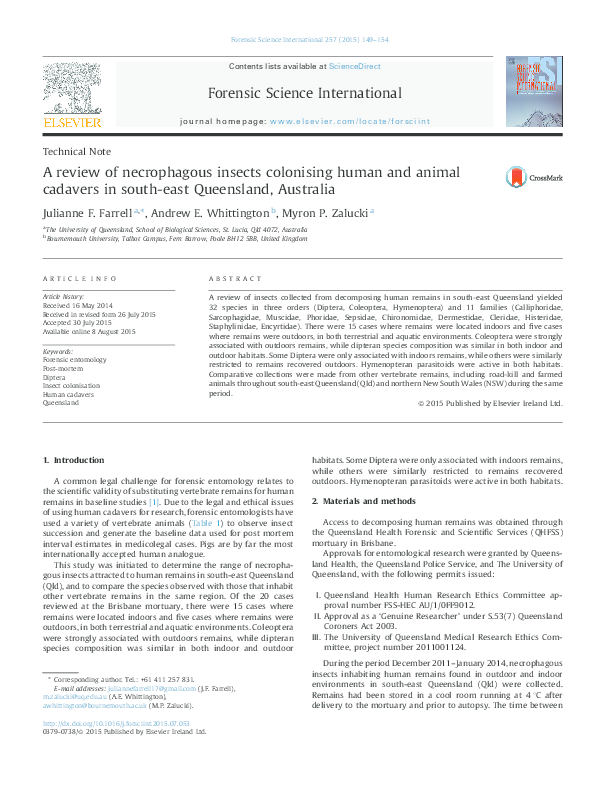 (PDF) A review of necrophagous insects colonising human and animal ...