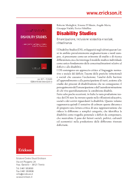 (PDF) Disability Studies. Emancipazione, inclusione scolastica e sociale, cittadinanza.