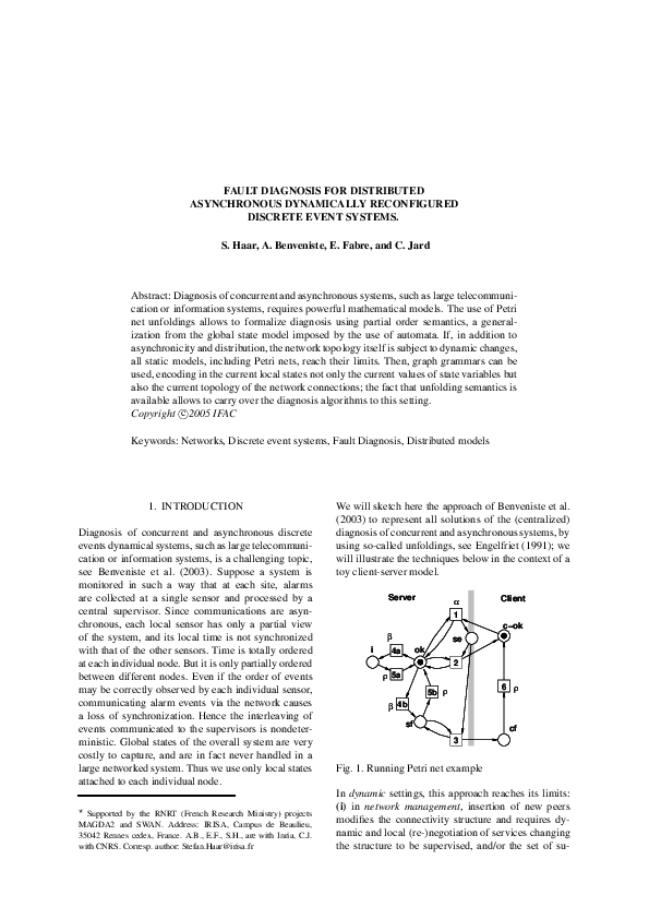 Pdf Fault Diagnosis For Distributed Asynchronous Dynamically Reconfigured Discrete Event Systems