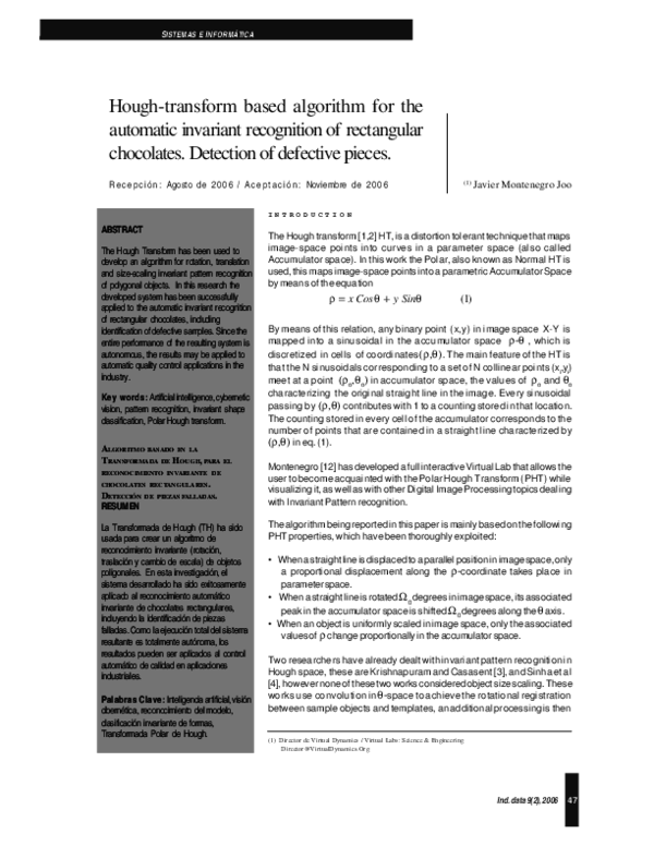 (PDF) Hough-transform based algorithm for the automatic invariant recognition of rectangular ...