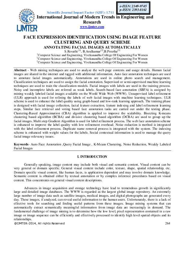 (PDF) FACE EXPRESSION IDENTIFICATION USING IMAGE FEATURE CLUSTRING AND ...
