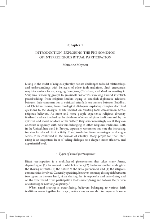 (PDF) INTRODUCTION: EXPLORING THE PHENOMENON OF INTERRELIGIOUS RITUAL ...