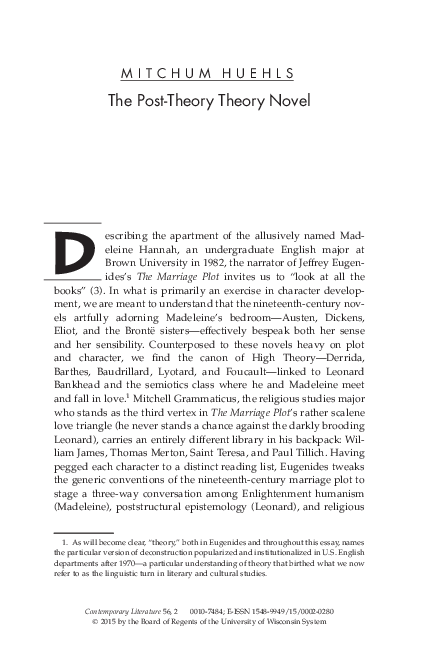 (PDF) The Post-Theory Theory Novel