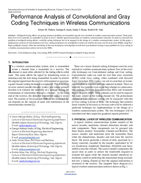 Pdf Performance Analysis Of Convolutional And Gray Coding Techniques
