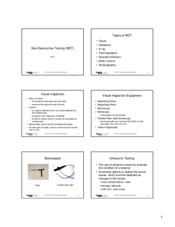 (PDF) Types of NDT @BULLET Visual @BULLET Ultrasonic @BULLET X-ray ...