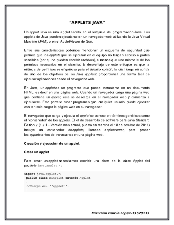 (DOC) " APPLETS JAVA