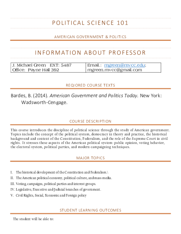 (PDF) Introduction to American Politics (American National Government)