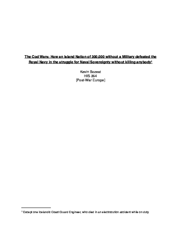 (PDF) The Cod Wars: How an Island Nation of 300,000 without a Military ...
