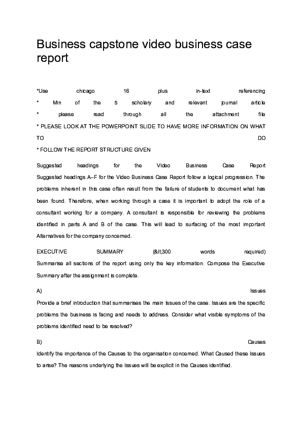 (DOC) Business capstone video business case report