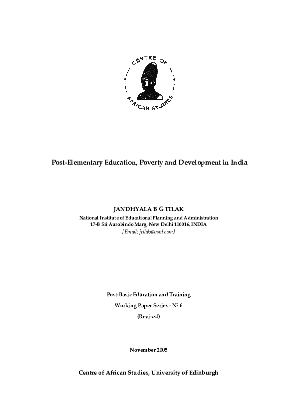 (PDF) Post Elementary education and development