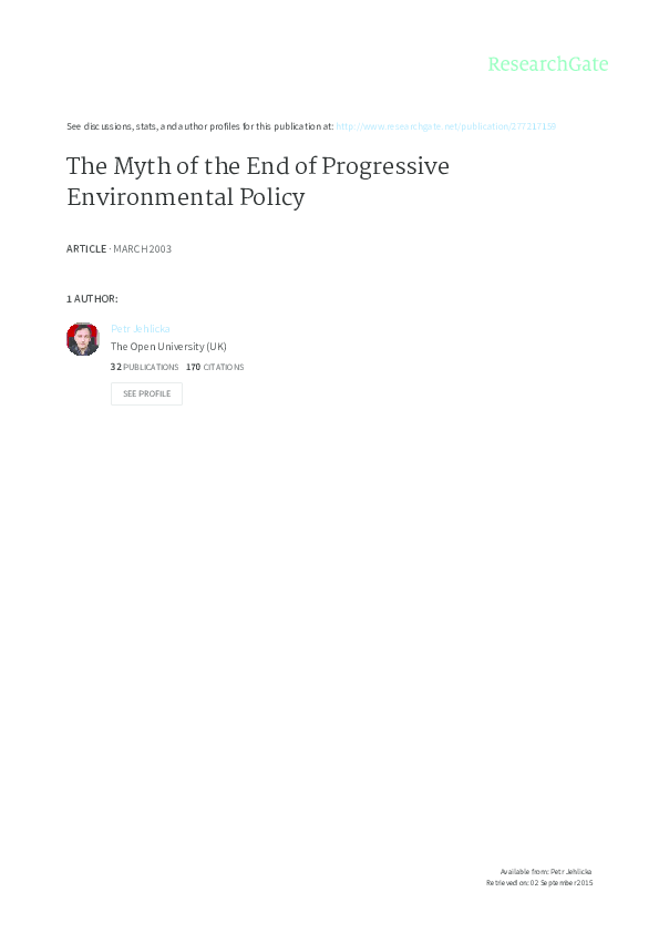 (PDF) The myth of the end of progressive environmental policy