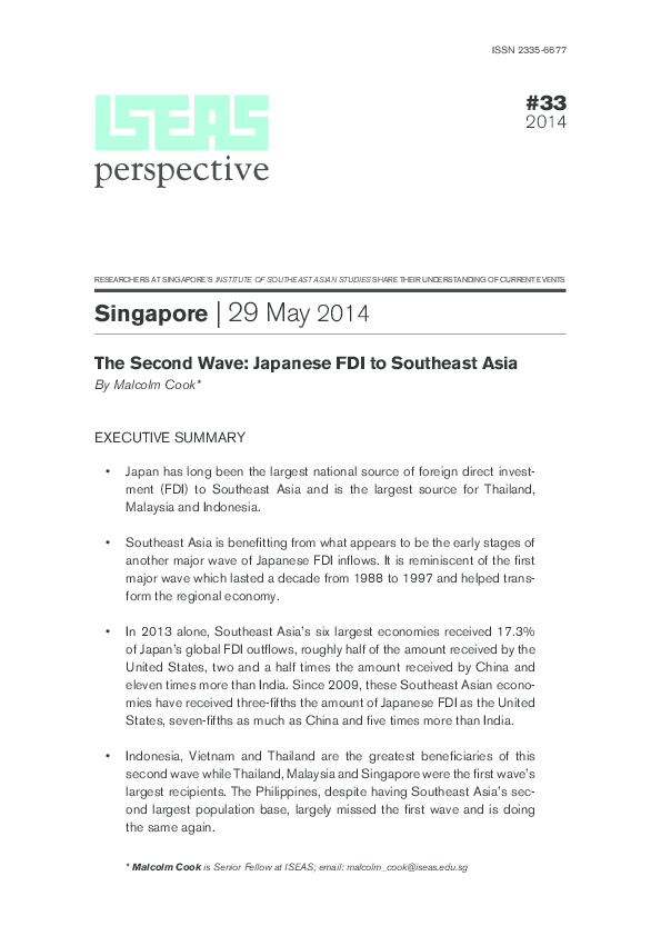 (PDF) The second wave: Japanese FDI to Southeast Asia