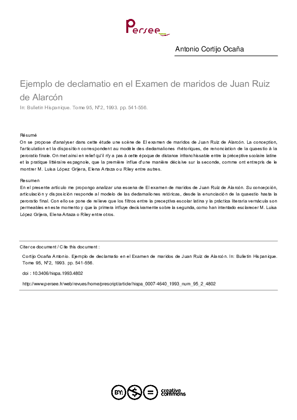 (PDF) “Ejemplo de declamatio en el Examen de maridos de Juan Ruiz de ...