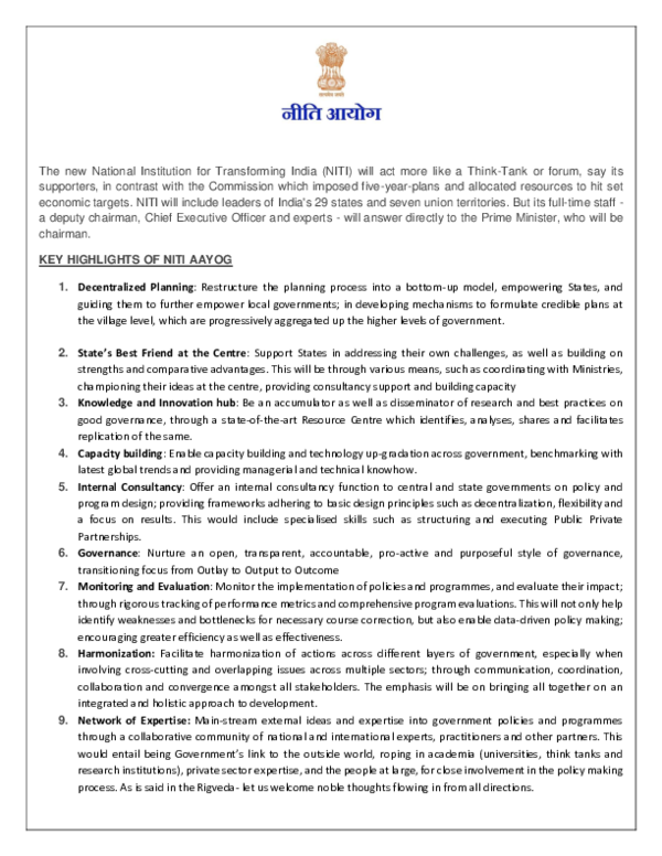 (PDF) Niti Aayog