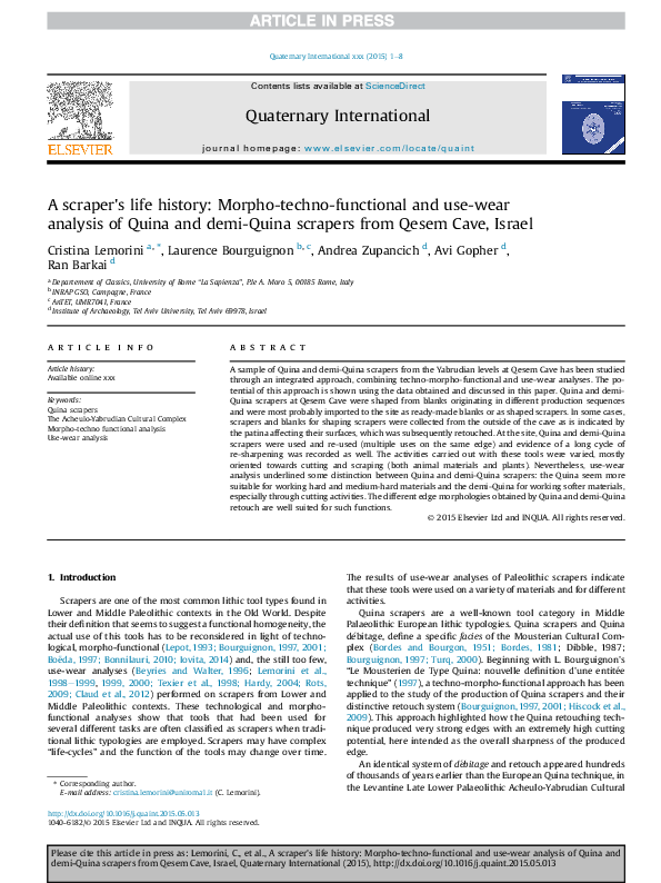 (PDF) A scraper's life history: Morpho-techno-functional and use-wear ...