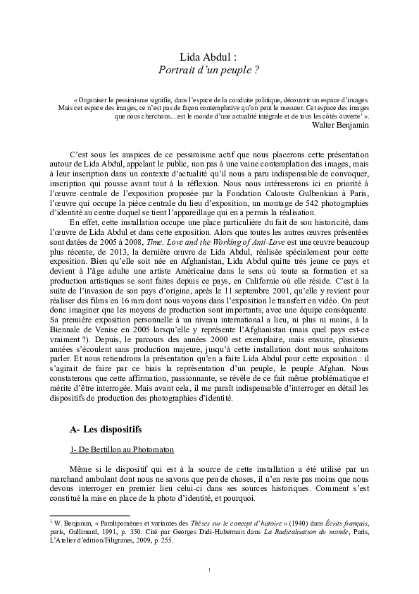 Lida Abdul. Portrait d'un peuple