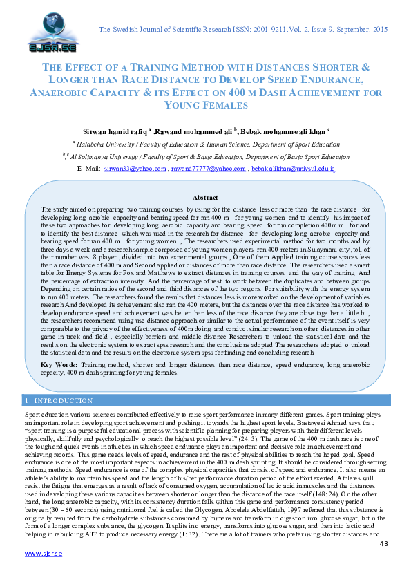 (PDF) THE EFFECT OF A TRAINING METHOD WITH DISTANCES SHORTER & LONGER ...